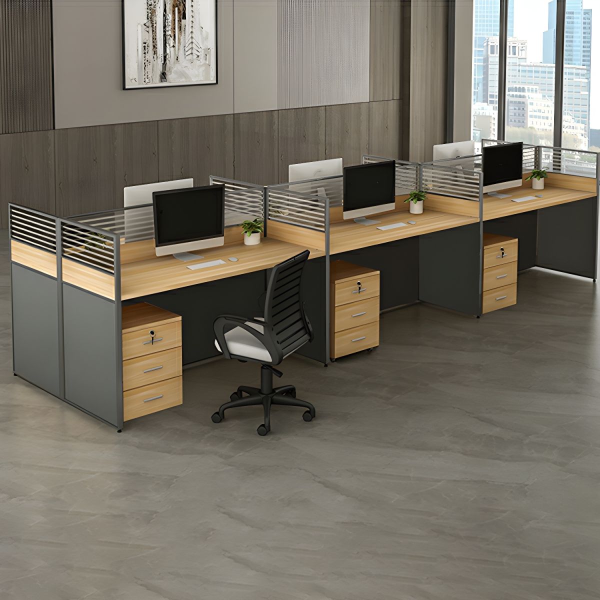 6-Way Modular Office Workstation - Pioneer Furniture