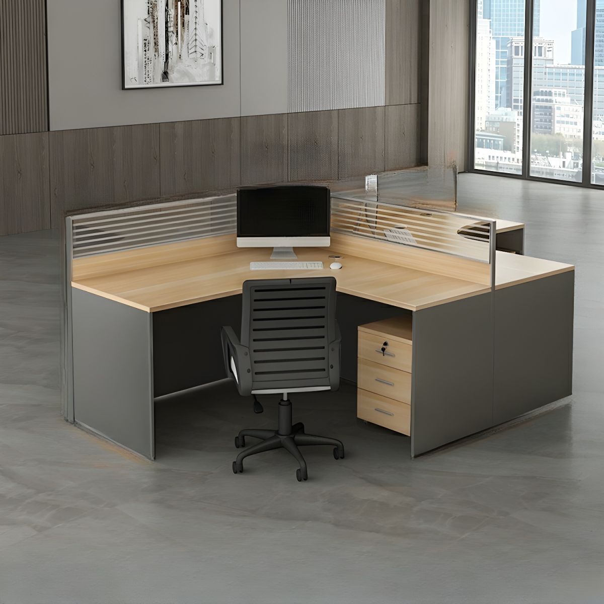 2-Way Curved Office Workstation - Pioneer Furniture